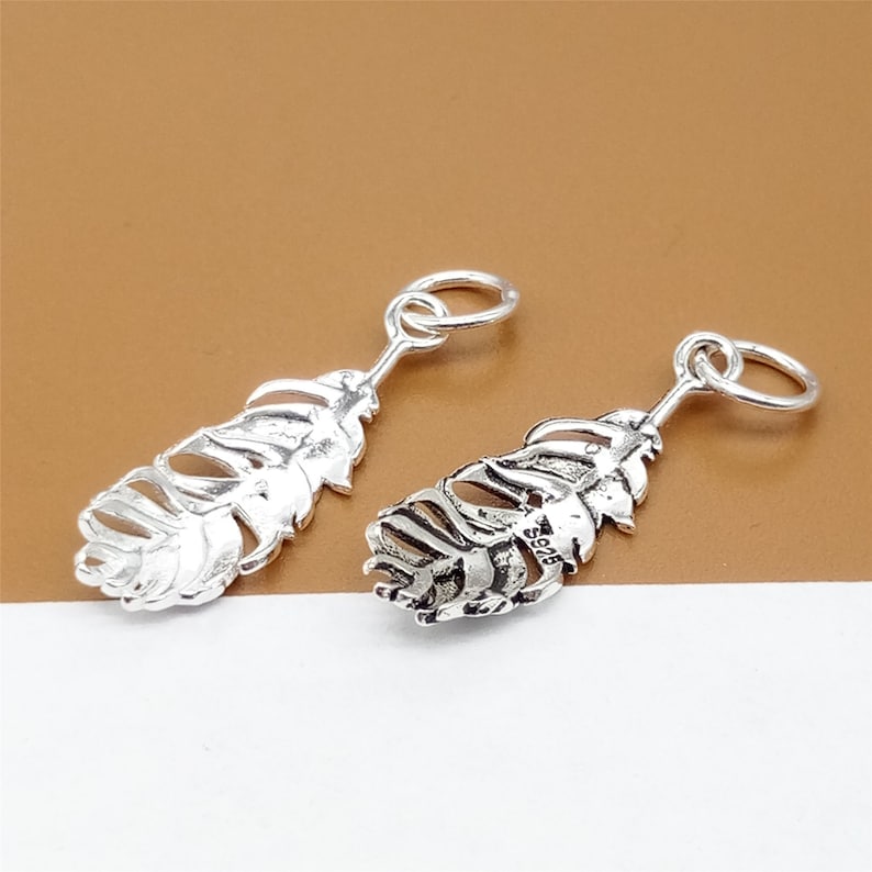 6 Sterling Silver Feather Charms Bracelet Charm Necklace - Etsy