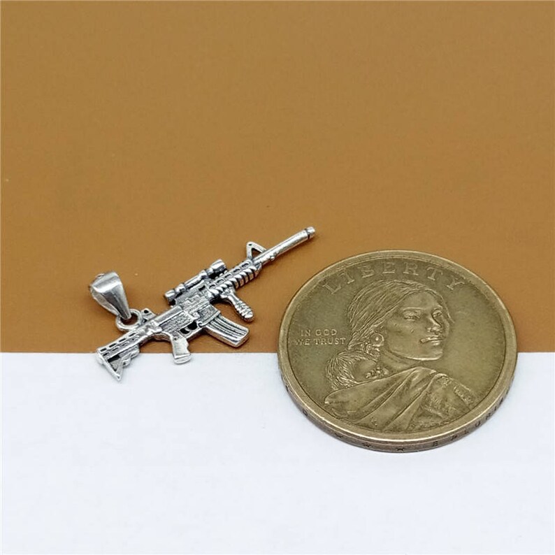 Sterling Silver Sniper Rifle Charm Gun Charm 2-Sided 925 | Etsy