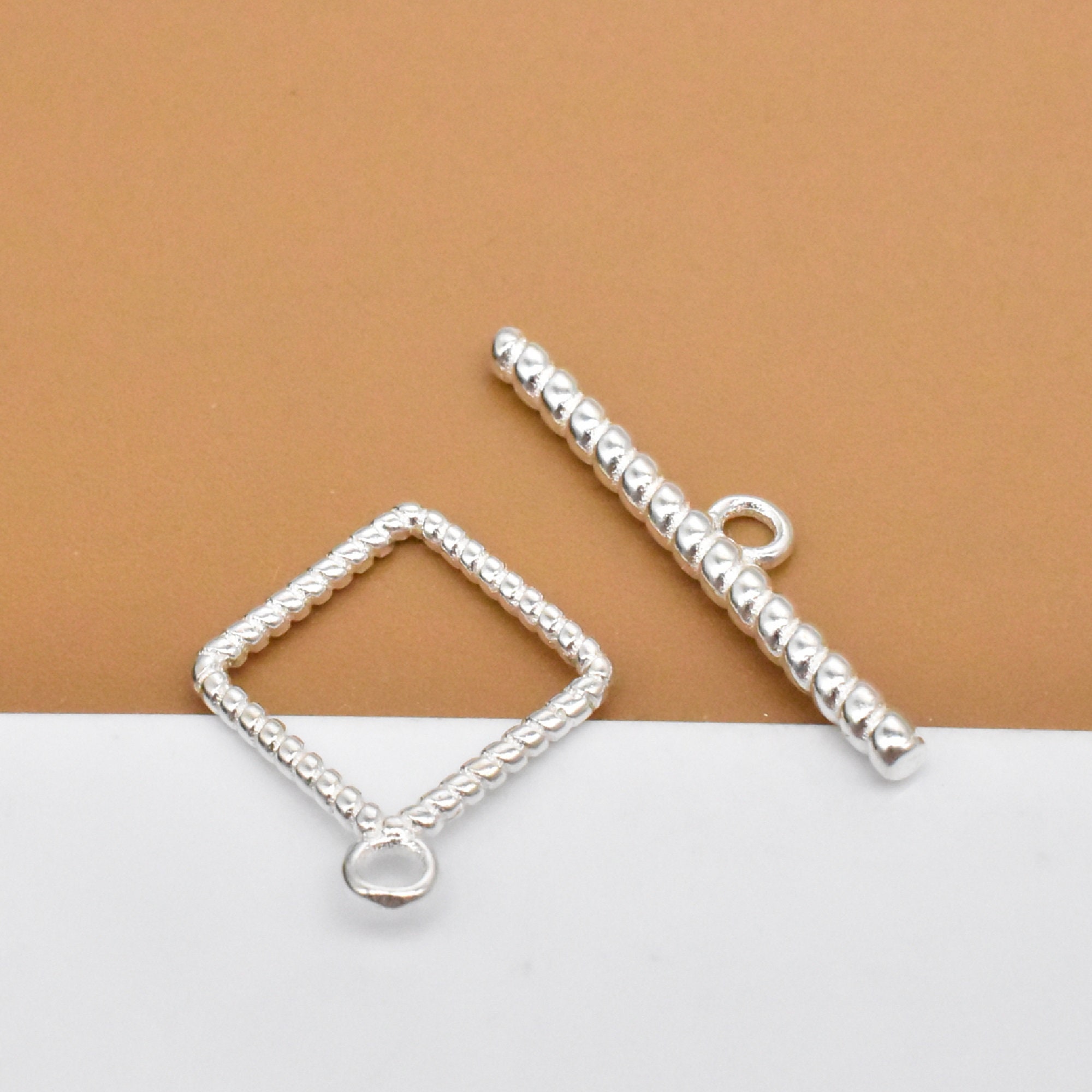 4 Sterling Silver Square Toggle Clasps 925 Silver Toggle - Etsy