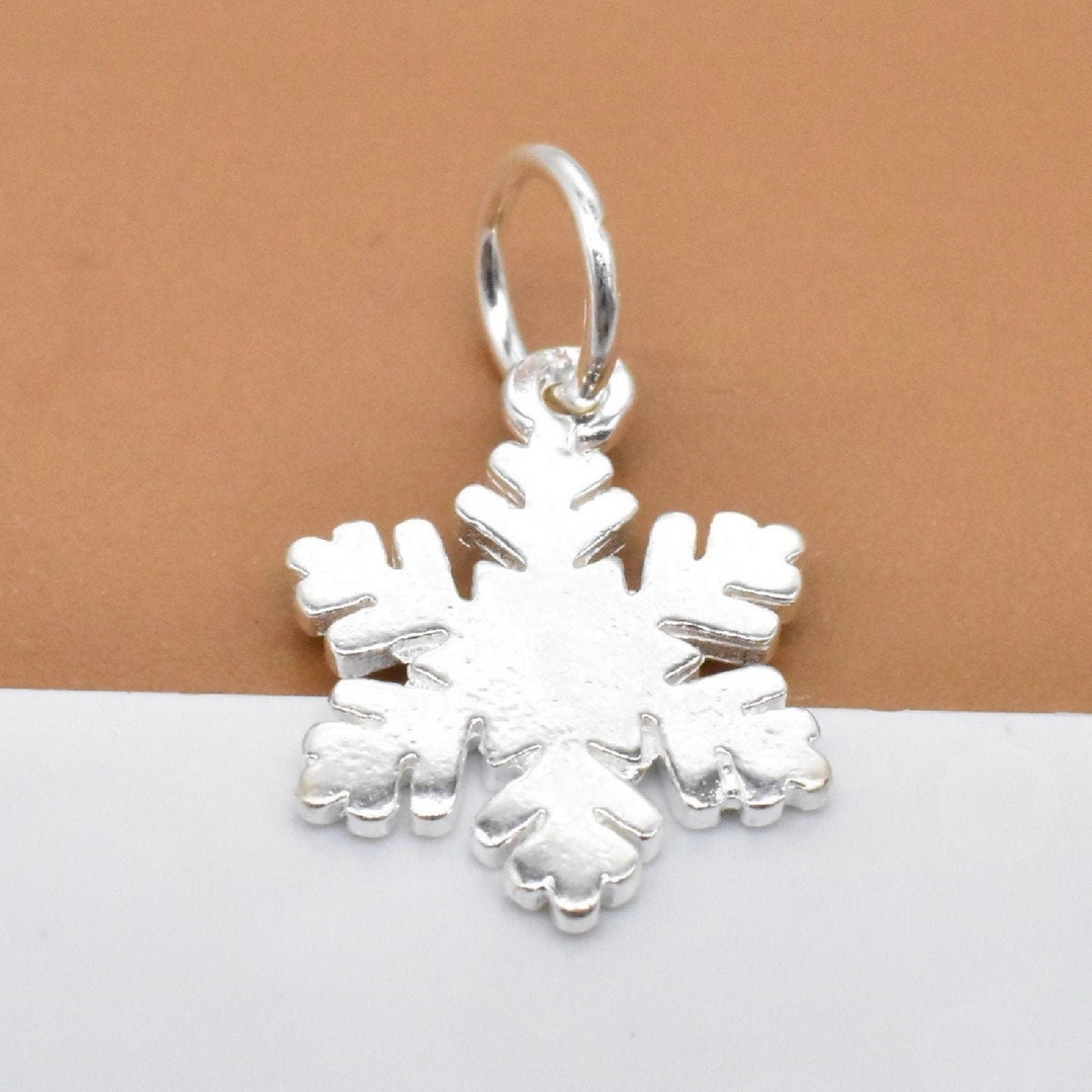 8 Sterling Silver Snowflake Charms 2-sided, 925 Silver Snowflake Charms ...