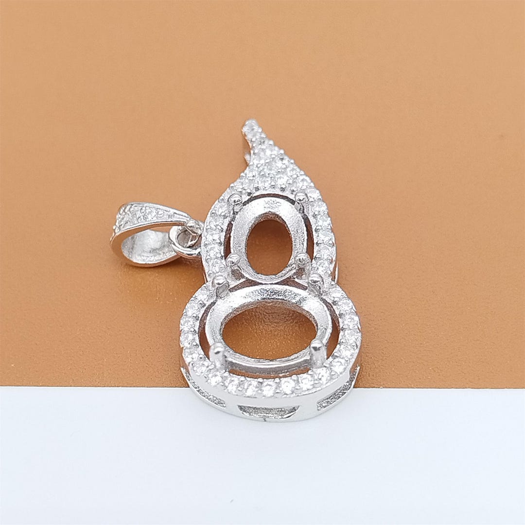 Sterling Silver Gourd Pendant Prong Setting Rhodium Plated, 925 Silver ...