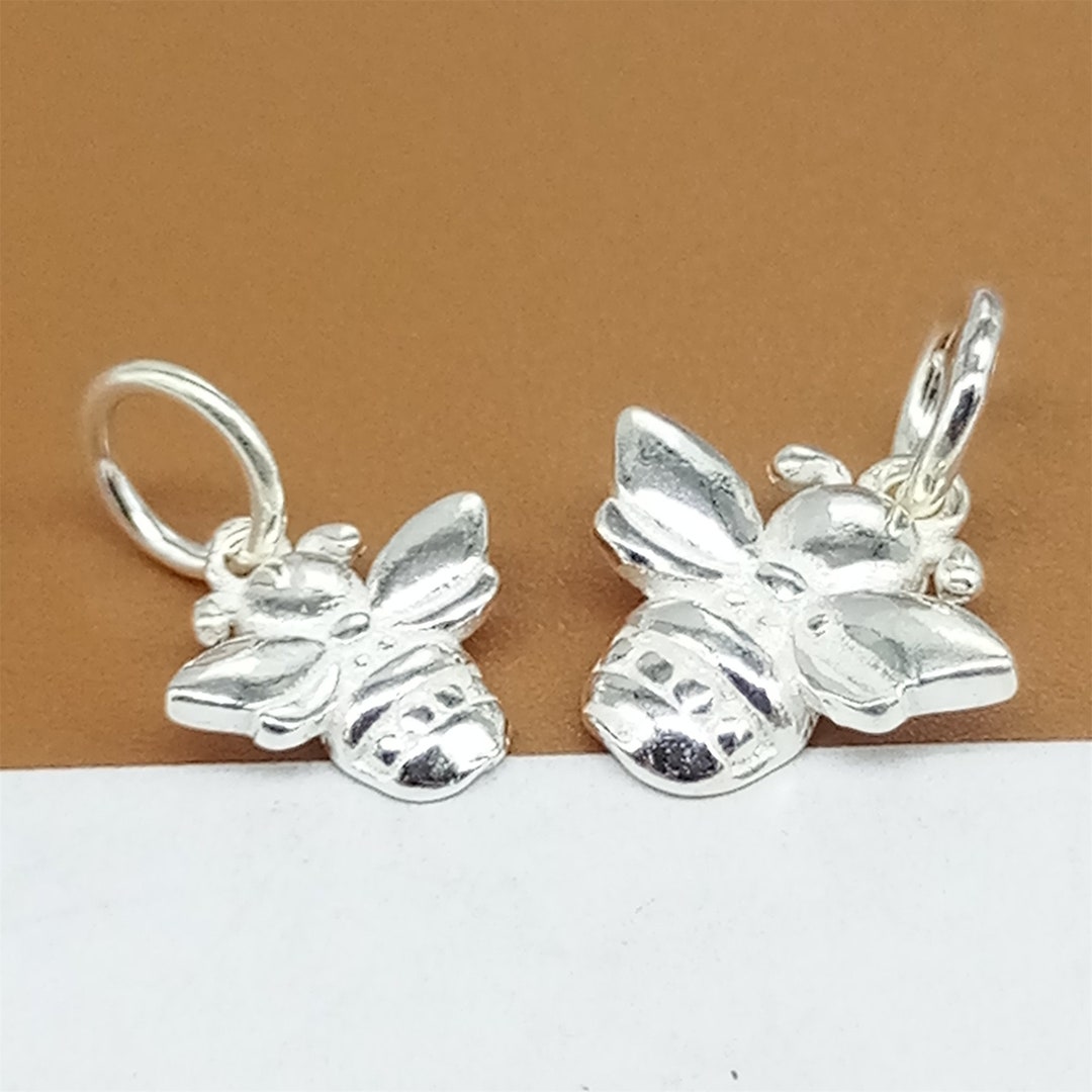 5 Sterling Silver Bee Charm for Necklace Bracelet Earring, 925 Silver ...