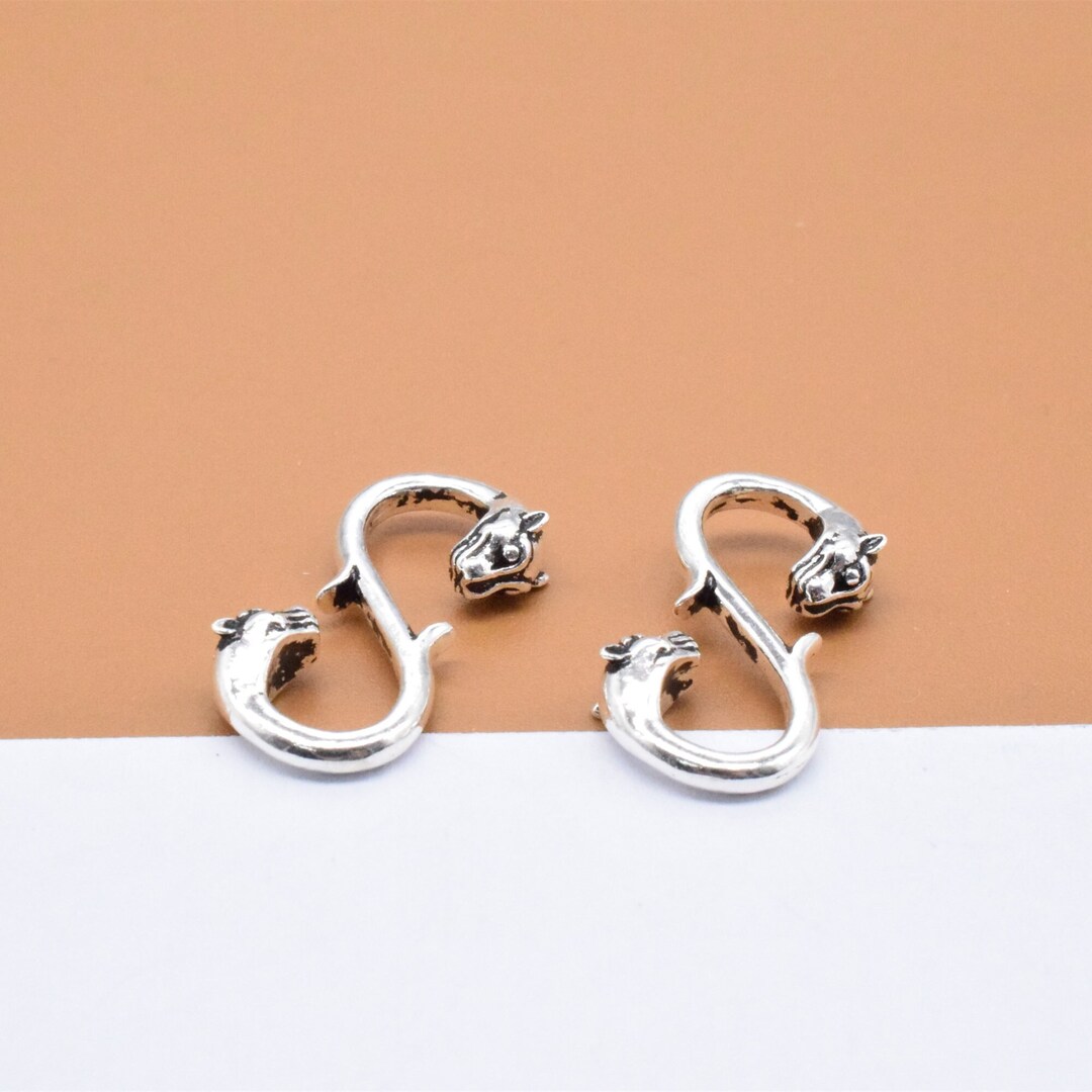 2 Sterling Silver Dragon S Clasps, 925 Silver S Clasp, Dragon Head ...