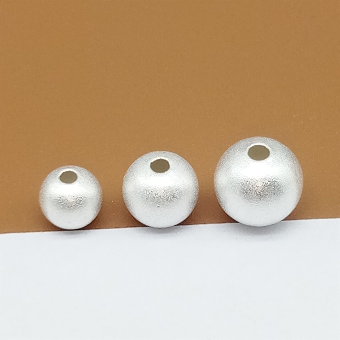 10 Sterling Silver Matte Round Beads, 925 Silver Matte Bead, Matte Ball ...