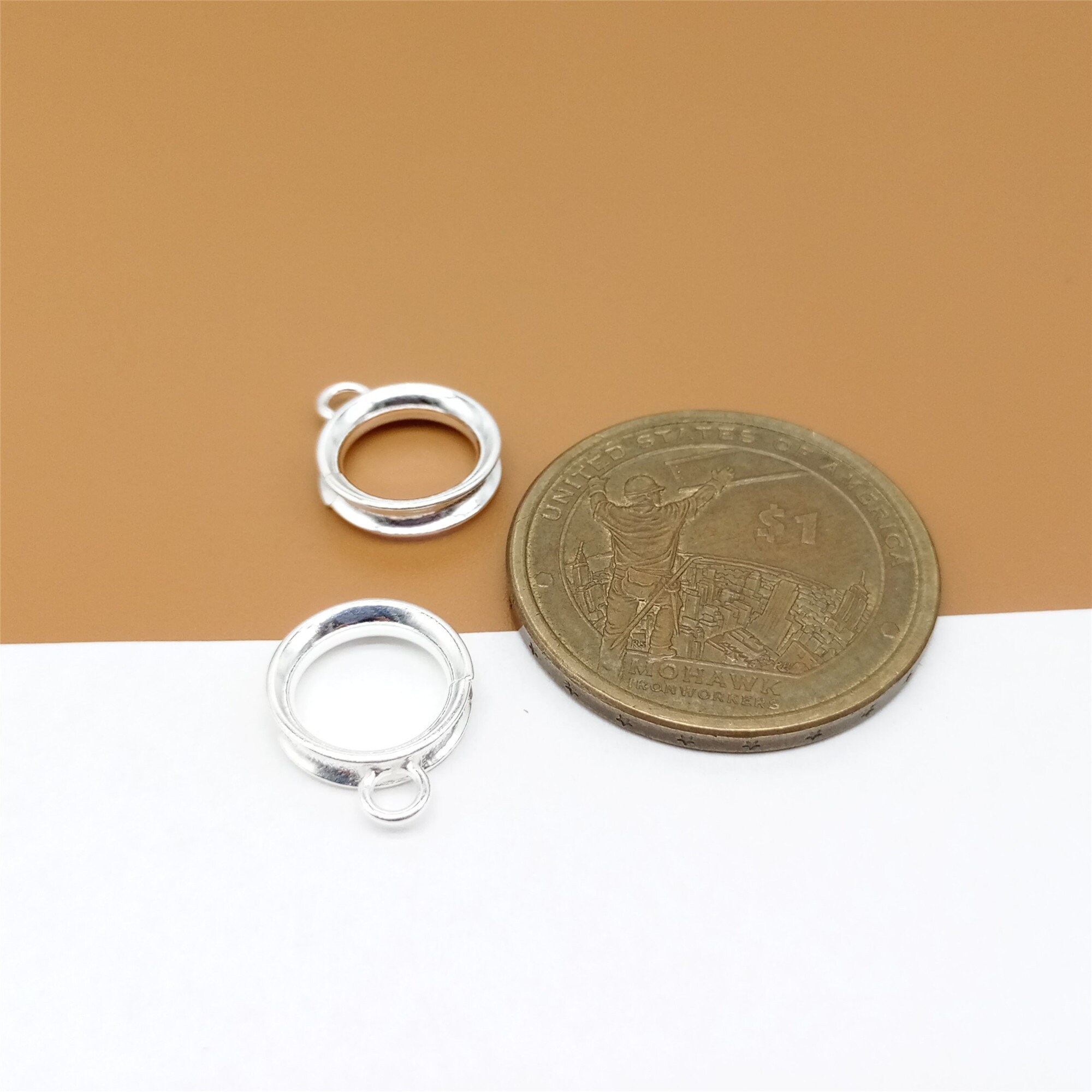 5 Sterling Silver Bail Beads w/ Open Ring Large Bail Bead | Etsy