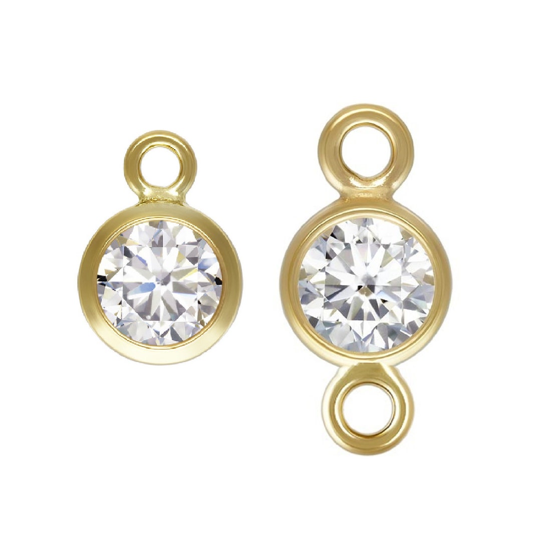 2pcs 14K Gold Filled Bezel Connector Flat Back 3A CZ, Gold Filled Bezel ...
