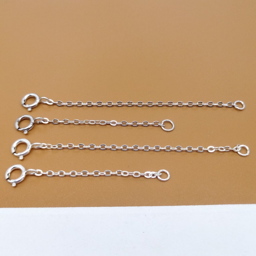 10 Sterling Silver Extension Chains W/ Spring Clasp , 925 Silver Cable ...