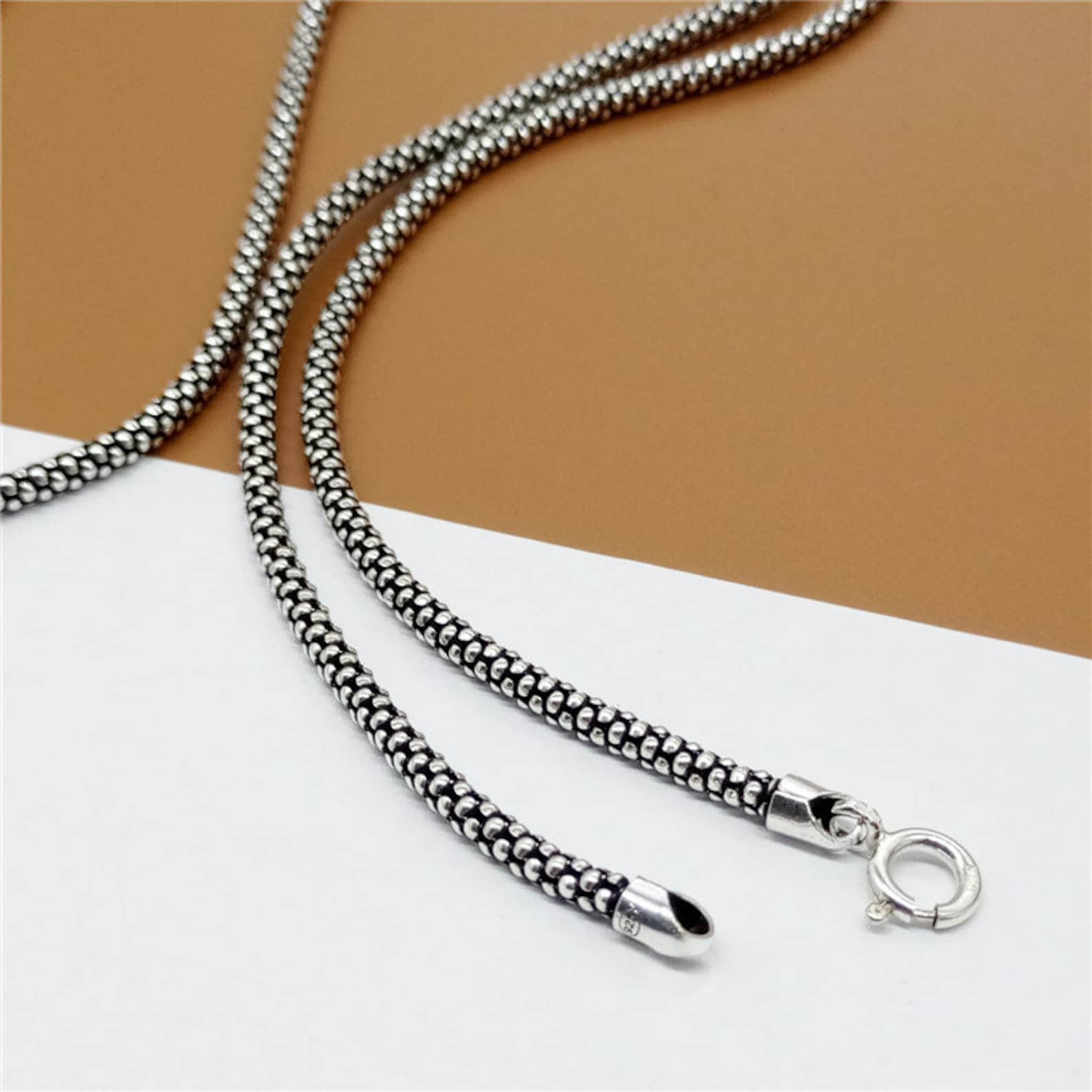 Sterling Silver Popcorn Chain Necklace, Popcorn Necklace Chain, 925 ...