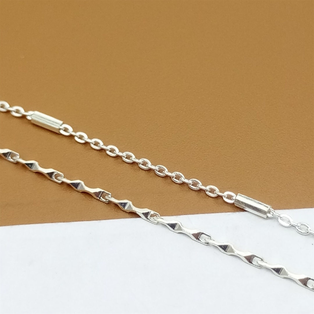 Sterling Silver Cable Chain W/ Bar, Ingot Bar Chain, 925 Silver Bar ...
