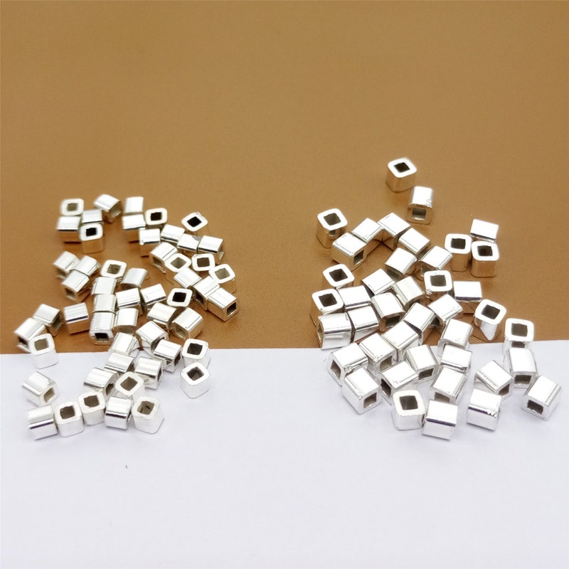 Silver Cube Beads - Etsy