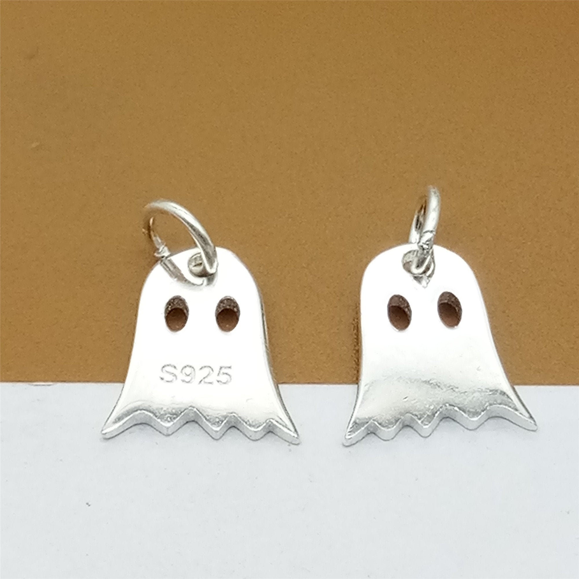 4 Sterling Silver Ghost Charms 925 Silver Small Ghost Charms | Etsy