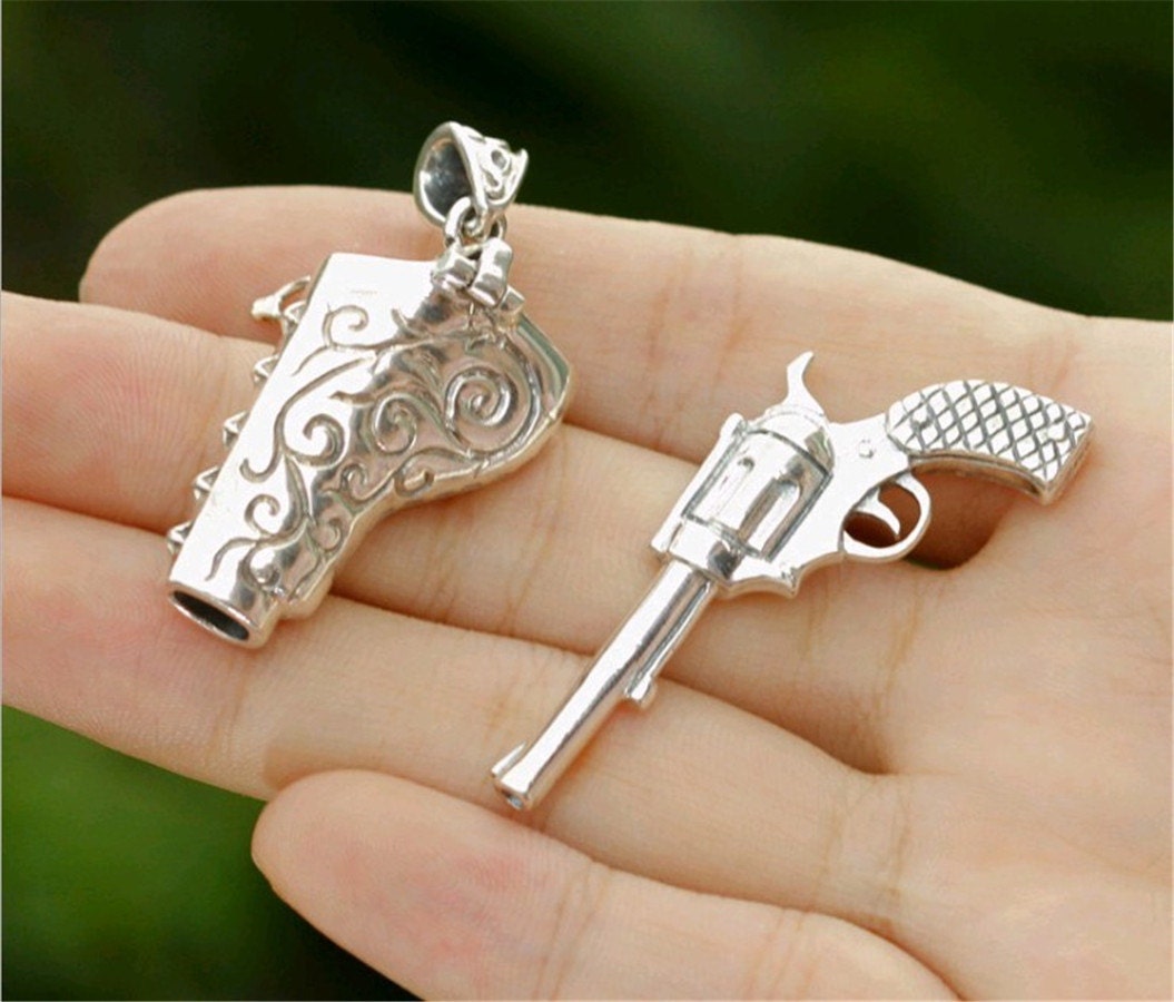 Sterling Silver Gun & Scabbard Holster Pendant, 925 Silver Gun Pendant ...