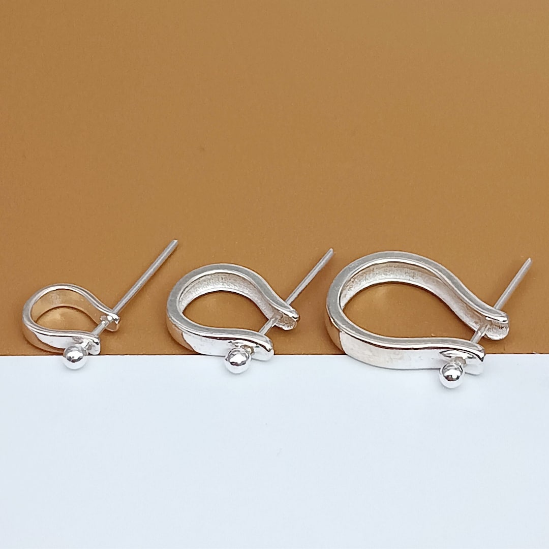4 Sterling Silver U Shape Pinch Bail With Ball Pin, 925 Silver Rhodium ...