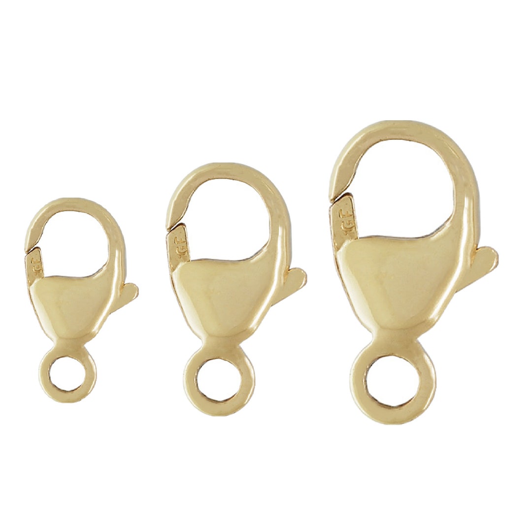 14K Gold Filled Oval Trigger Clasps With Fixed Closed Jump Ring, Gold ...