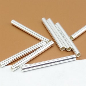 15 Sterling Silver Straight Tube Beads, Plain Tube Bead, 925 Silver ...