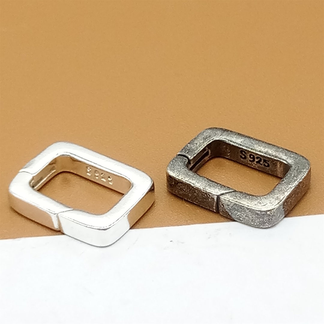 2 Sterling Silver Rectangle Push Clasps, 925 Silver Gate Clasp, Hinged ...