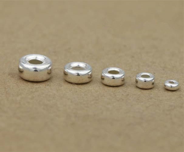 Sterling Silver Donut Bead, 925 Silver Donut Bead, Pony Bead, Tire Bead ...