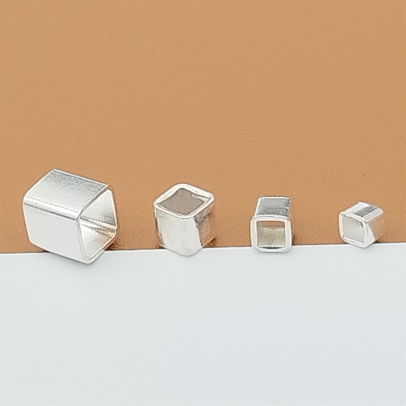 20 Sterling Silver Small Cube Bead, 925 Silver Cube Bead, Seed Bead ...