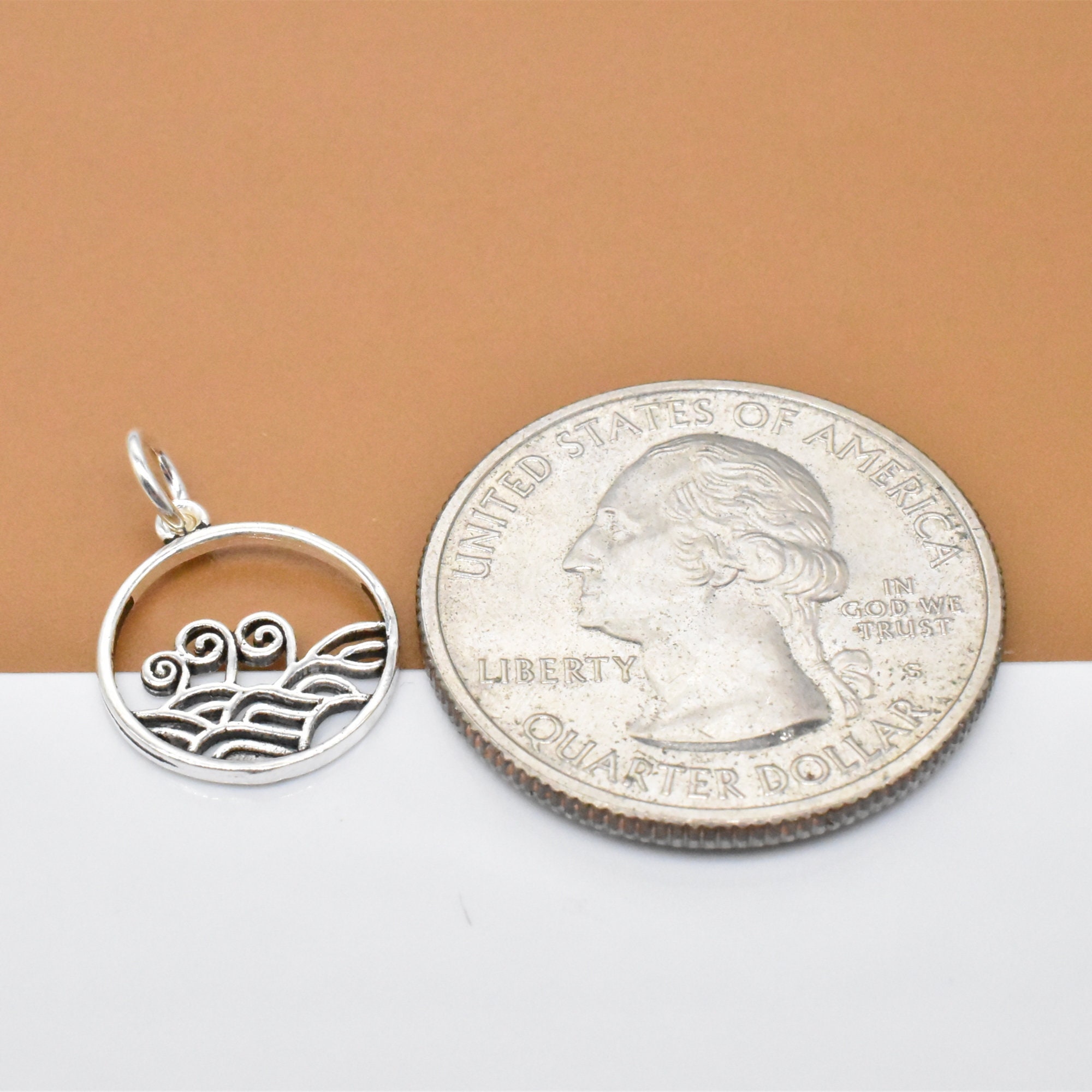 4 Sterling Silver Wave Charms 925 Silver Wave Charms Ocean - Etsy