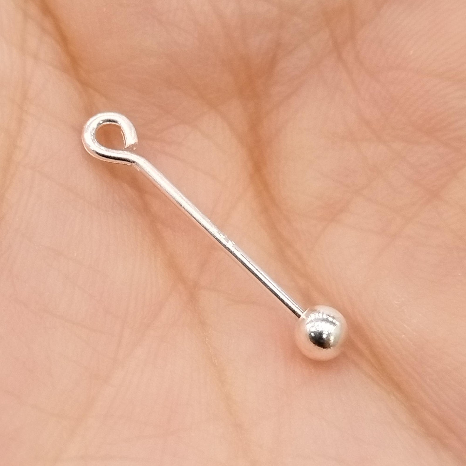2 Sterling Silver Screw Eyepins W/ Ball Head, 925 Silver Eye Pin ...