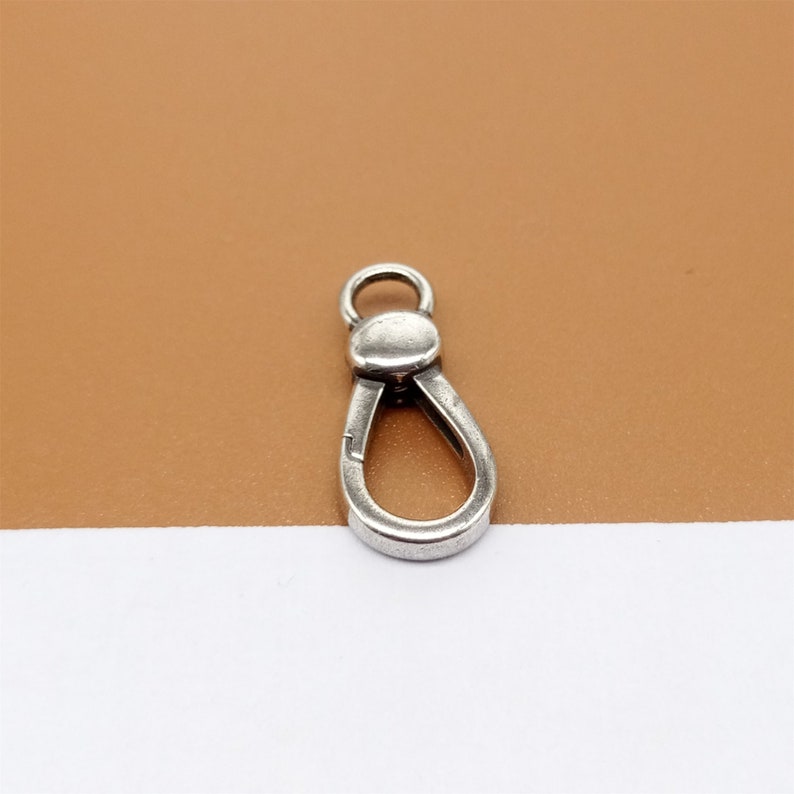 2 Sterling Silver Hinged Ring Push Clasps, 925 Silver Spring Gate Clasp ...