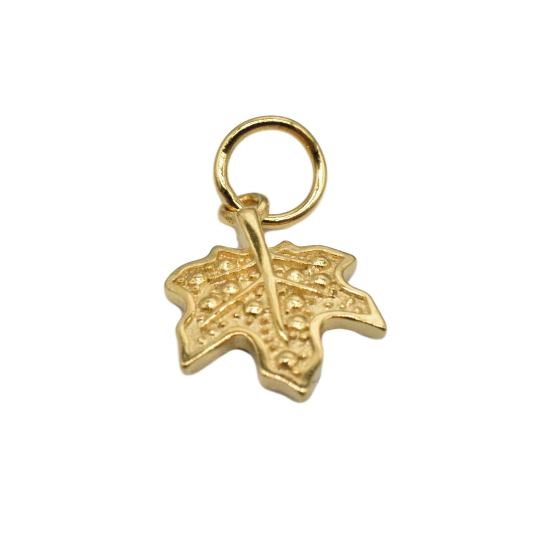 14K Gold Vermeil Style Maple Leaf Charm, 925 Sterling Silver Maple Leaf ...