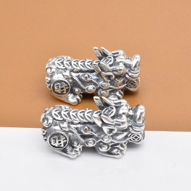 Sterling Silver Pixiu Bead, 925 Silver Pi Xiu Bead, Kylin Bead, Fortune ...