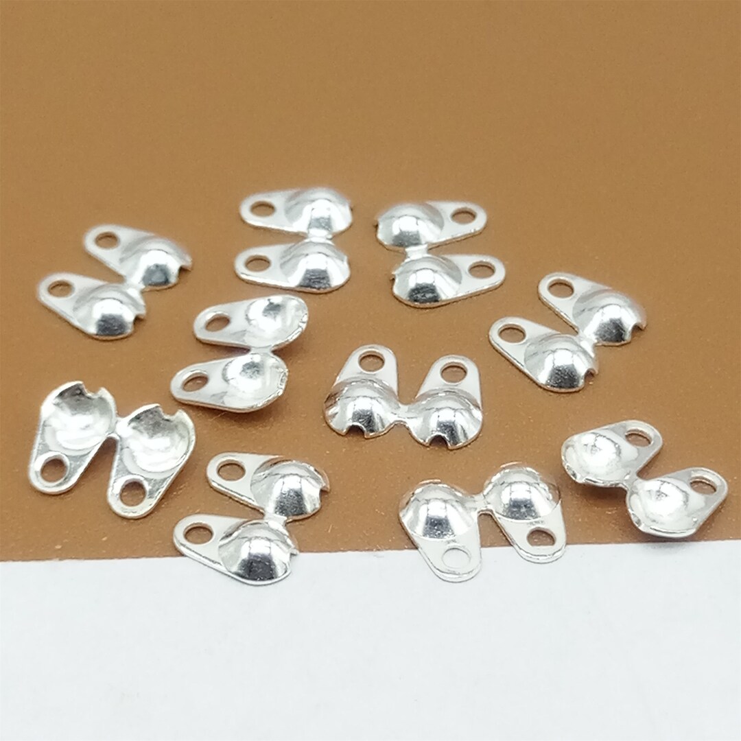 30 Sterling Silver Clamshell Bead Tip Cover, 925 Silver Knot Cover Bead ...