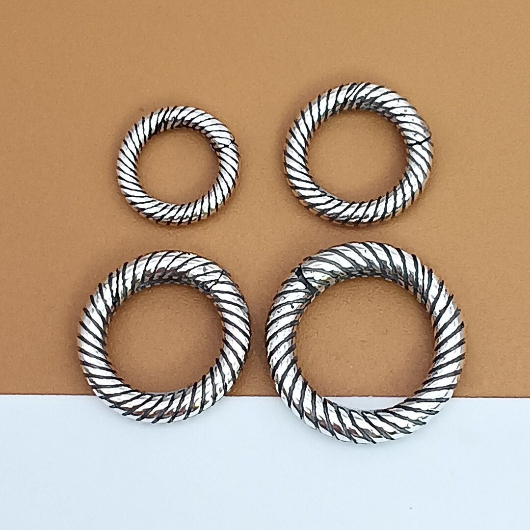 2 Sterling Silver Coiled Push Clasp, 925 Silver Spring Ring Clasp ...