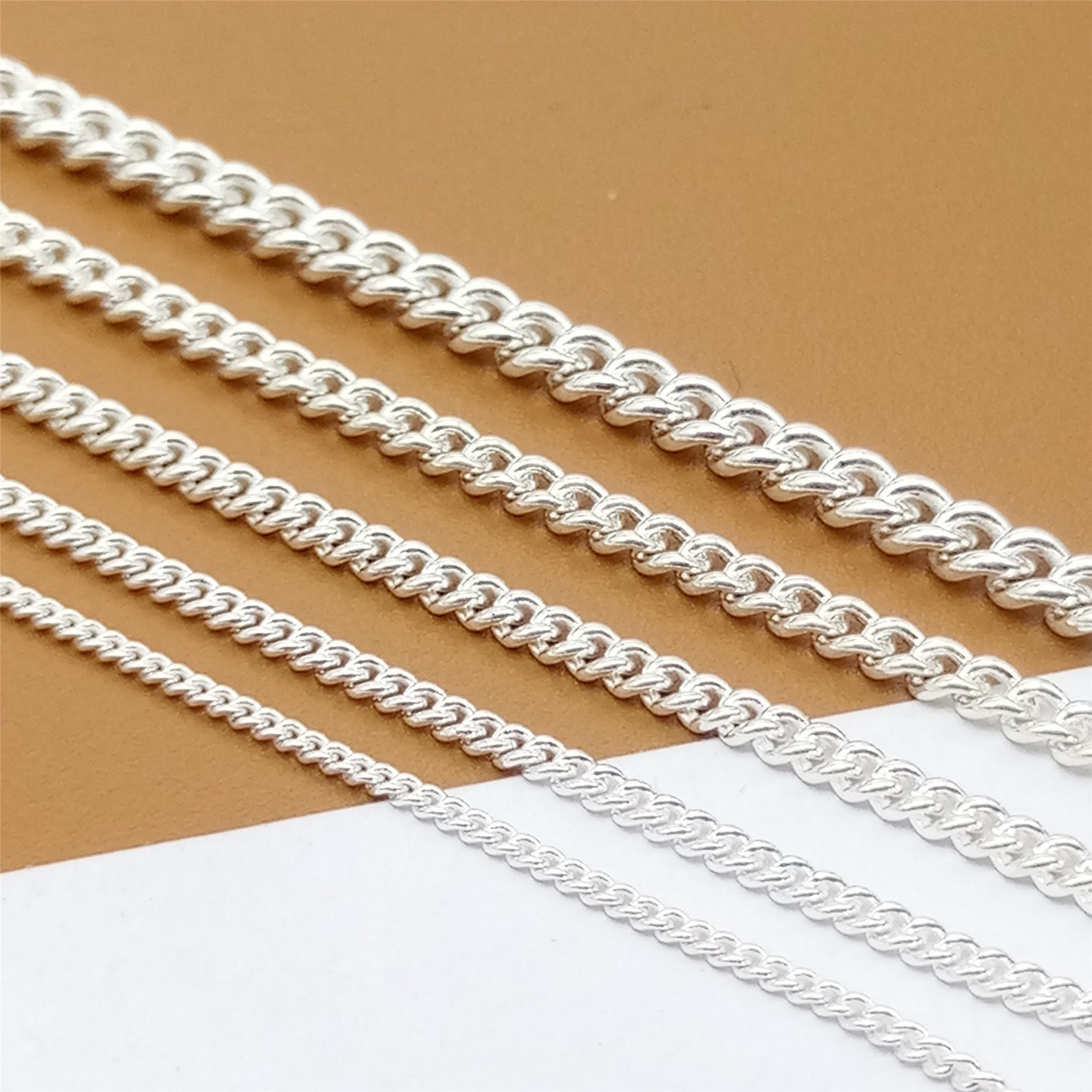 Sterling Silver Round Curb Chain Bulk Curb Chain Unfinished | Etsy