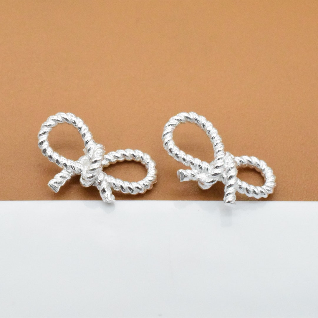 5 Sterling Silver Bow Charms, 925 Silver Bow Charm, Shiny Bow, Bracelet ...
