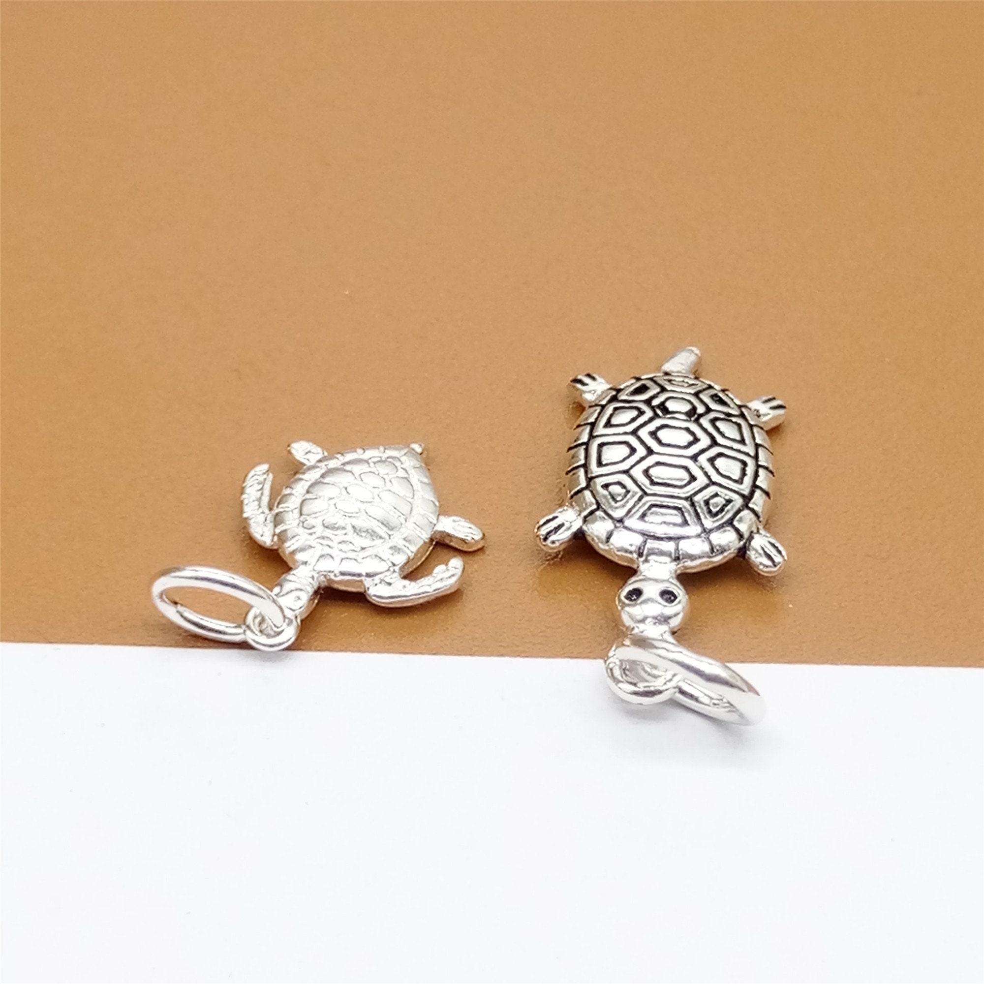 4 Sterling Silver Turtle Charms, 925 Silver Turtle Charms, Sea Charm ...