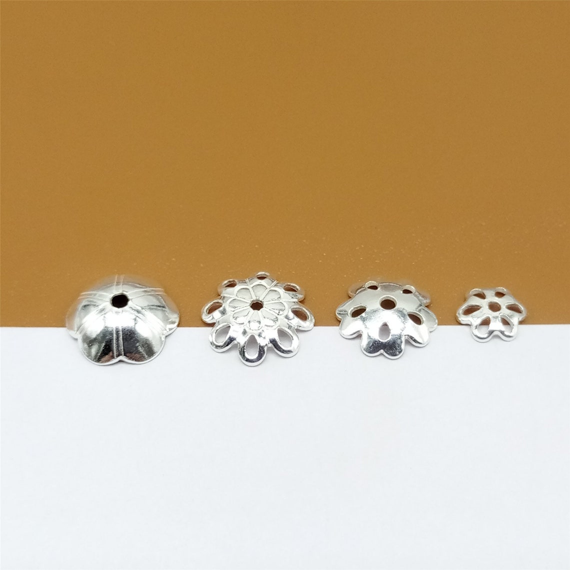 30 Sterling Silver Bead Caps 925 Stering Silver Flower Bead | Etsy