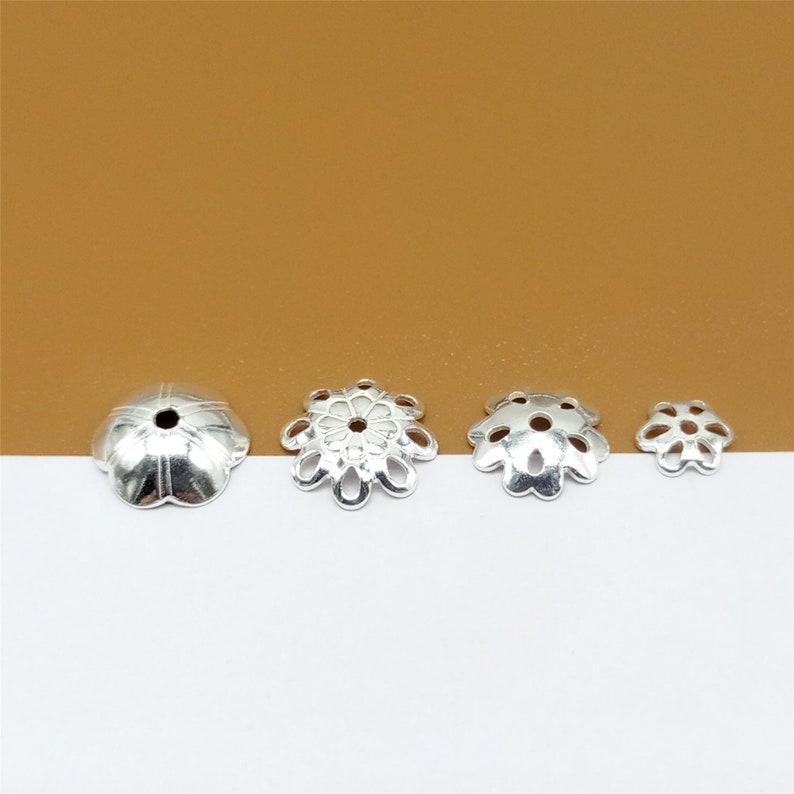 15 Sterling Silver Bead Caps, 925 Sterling Silver Flower Bead Caps ...