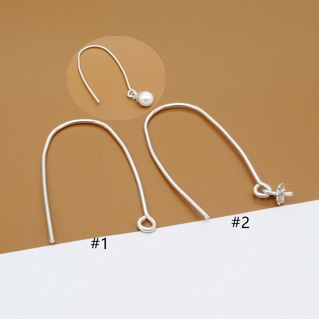 4 Pairs Sterling Silver U Shape Ear Wires, 925 Silver Ear Wire, Earring ...
