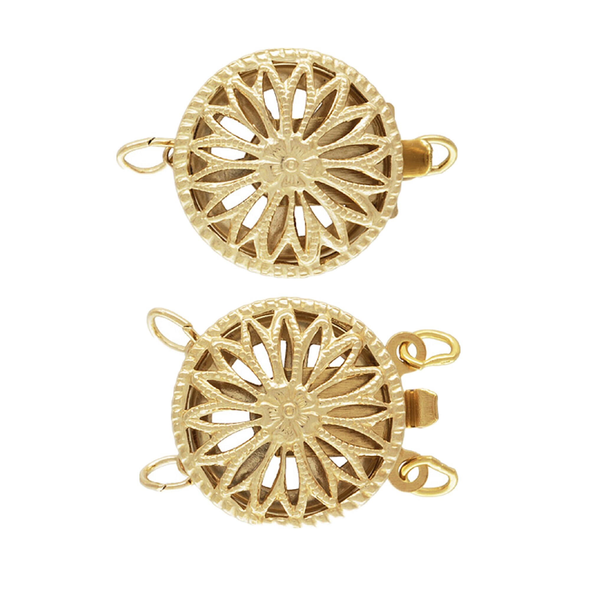 14K Gold Filled Round Filigree Pearl Clasp 12mm Single Two Strand, 12mm ...