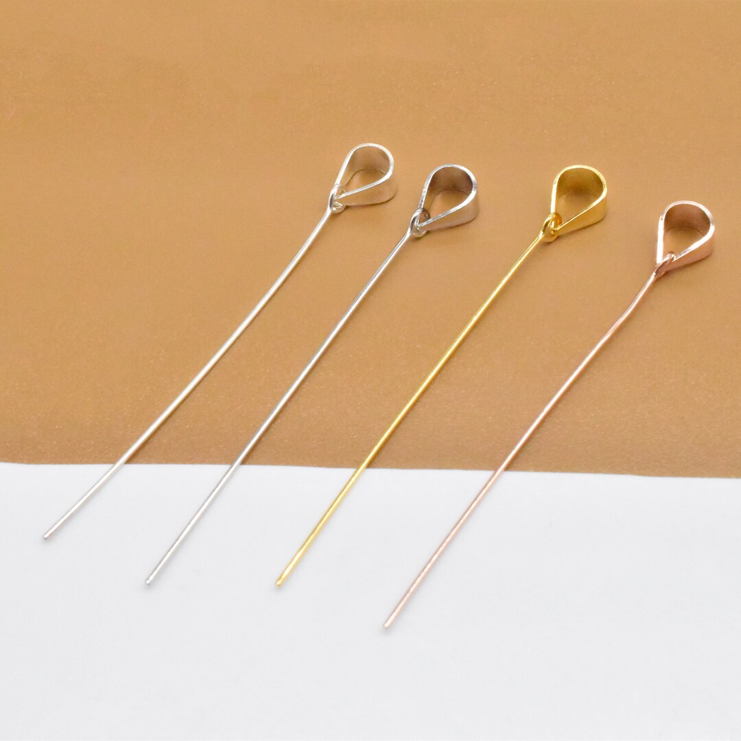 15 Sterling Silver Plain Bails With Eyepin, 925 Silver Drop With Eye ...