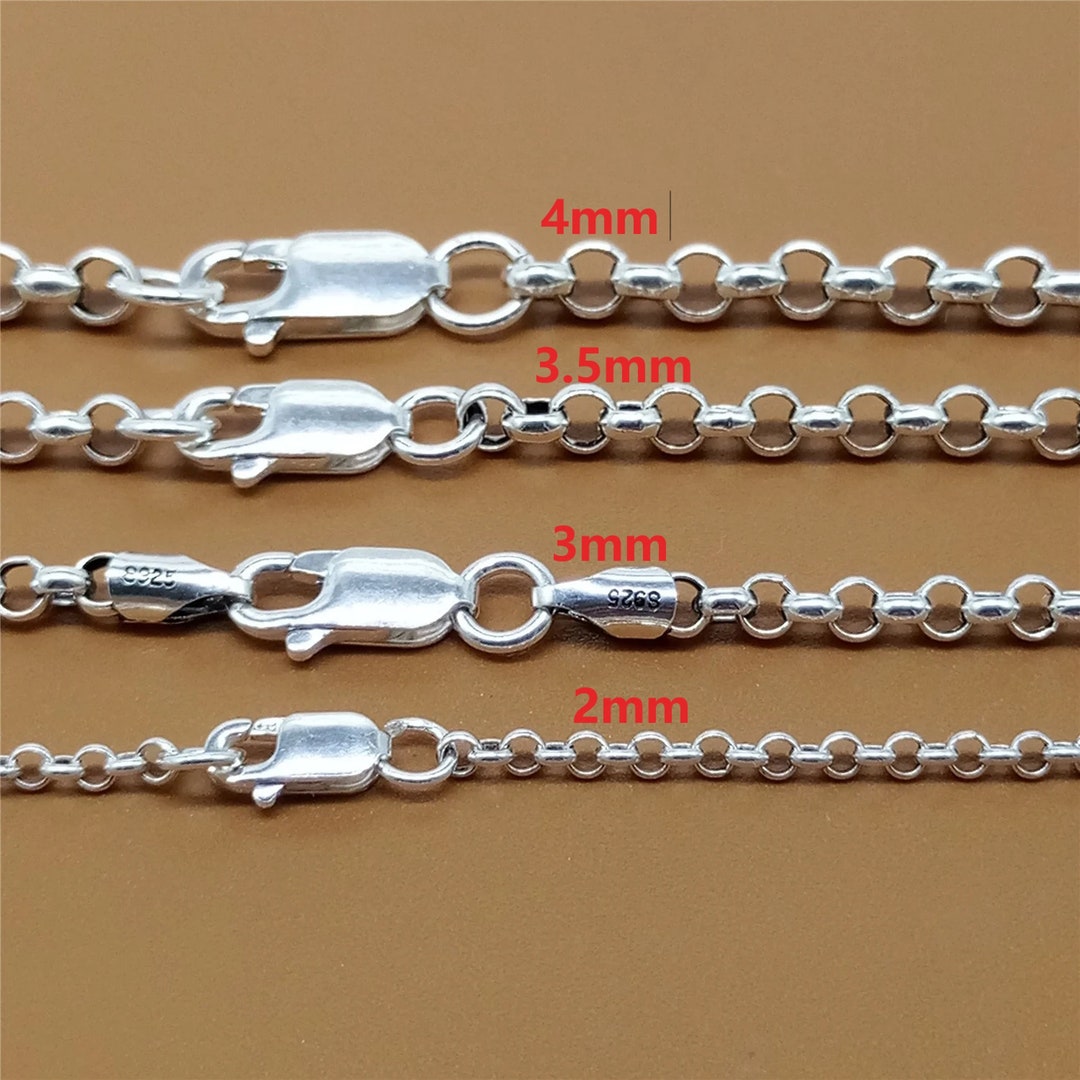 Sterling Silver Rolo Chain Lobster Clasp, 925 Silver Belcher Chain ...