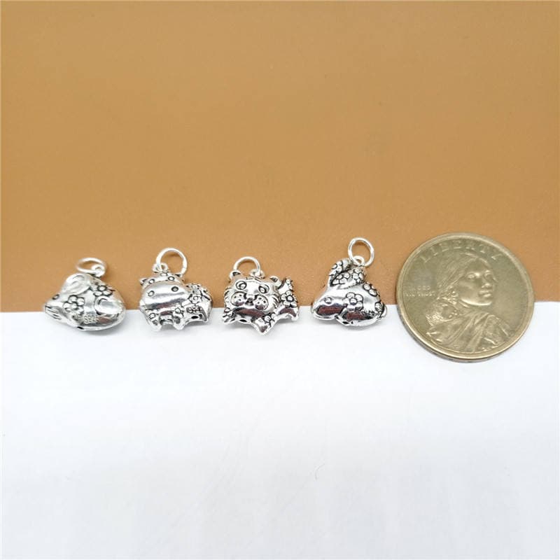 Sterling Silver Chinese Zodiac Charm, 925 Silver Charm Rat Ox Tiger ...