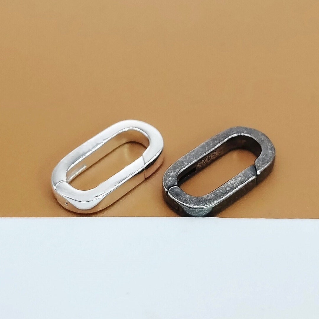 2 Sterling Silver Rectangle Push Clasps, 925 Silver Spring Gate Clasp ...