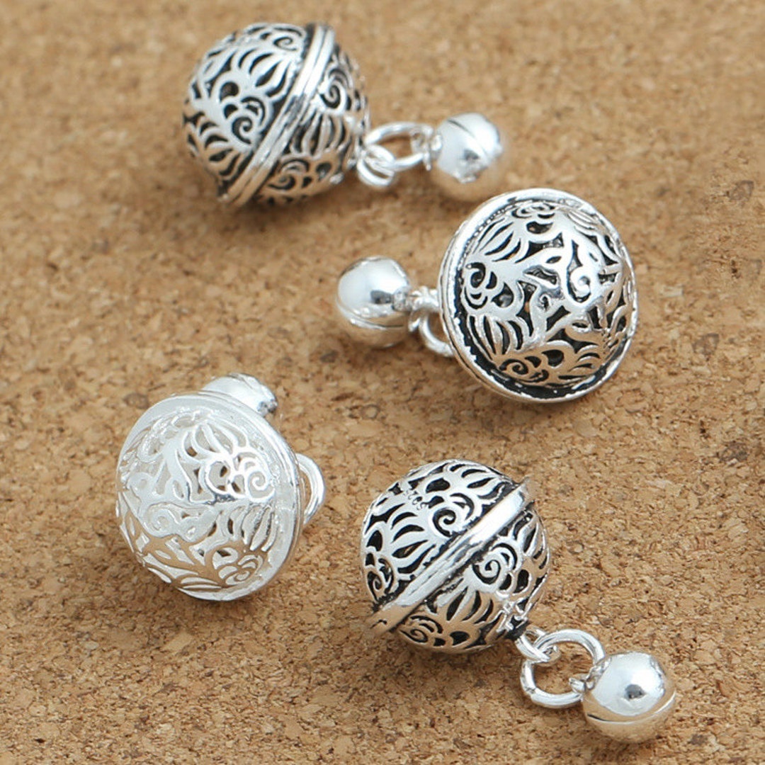 Sterling Silver Hollow Bell Charm, 925 Silver Flower Bell, Sterling ...