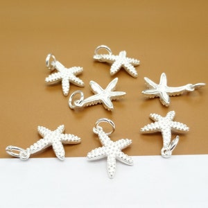 5 Sterling Silver Starfish Charms, 925 Silver Starfish Charms, Star ...