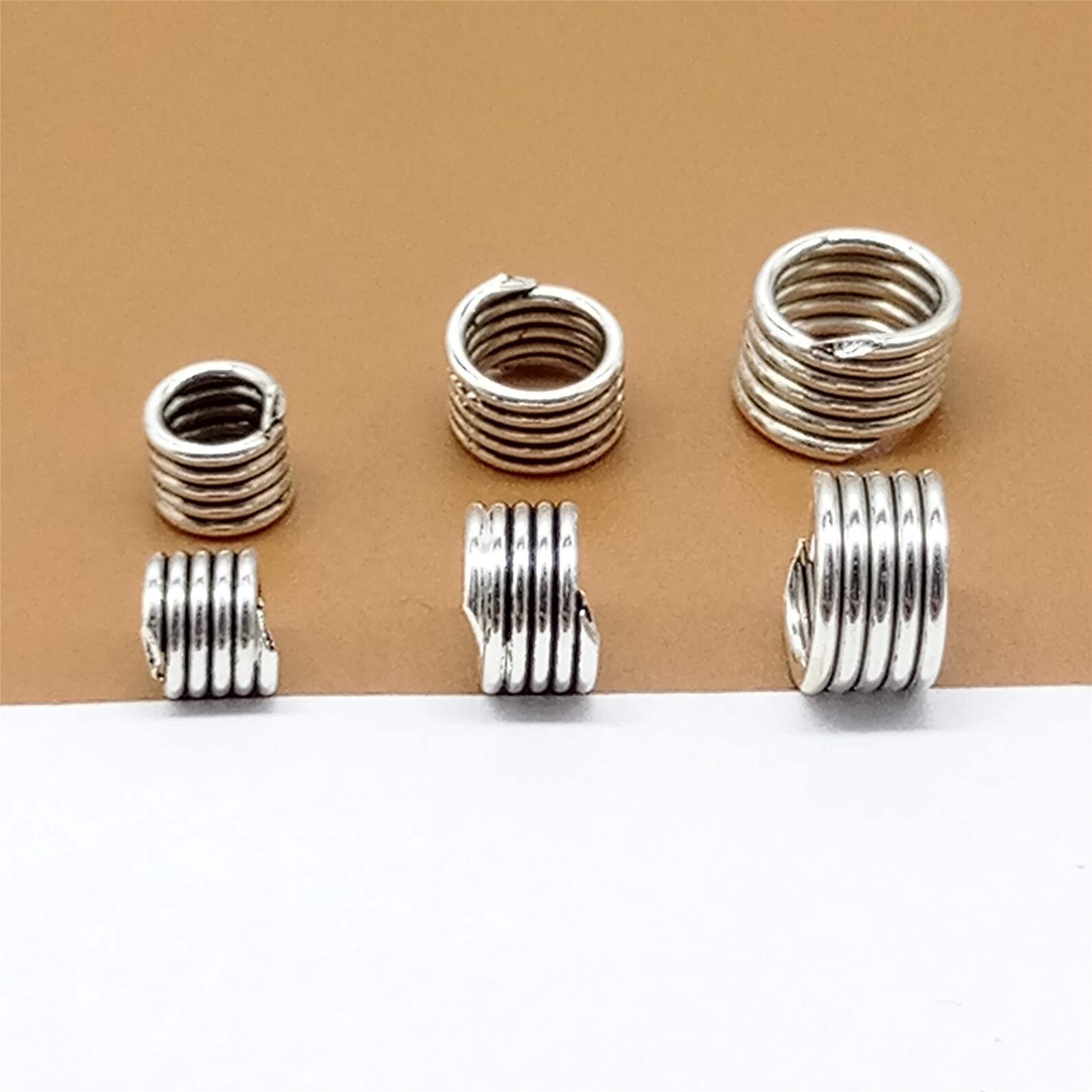 20 Sterling Silver Coiled Beads, Coiled Spacers, 925 Silver Spring ...