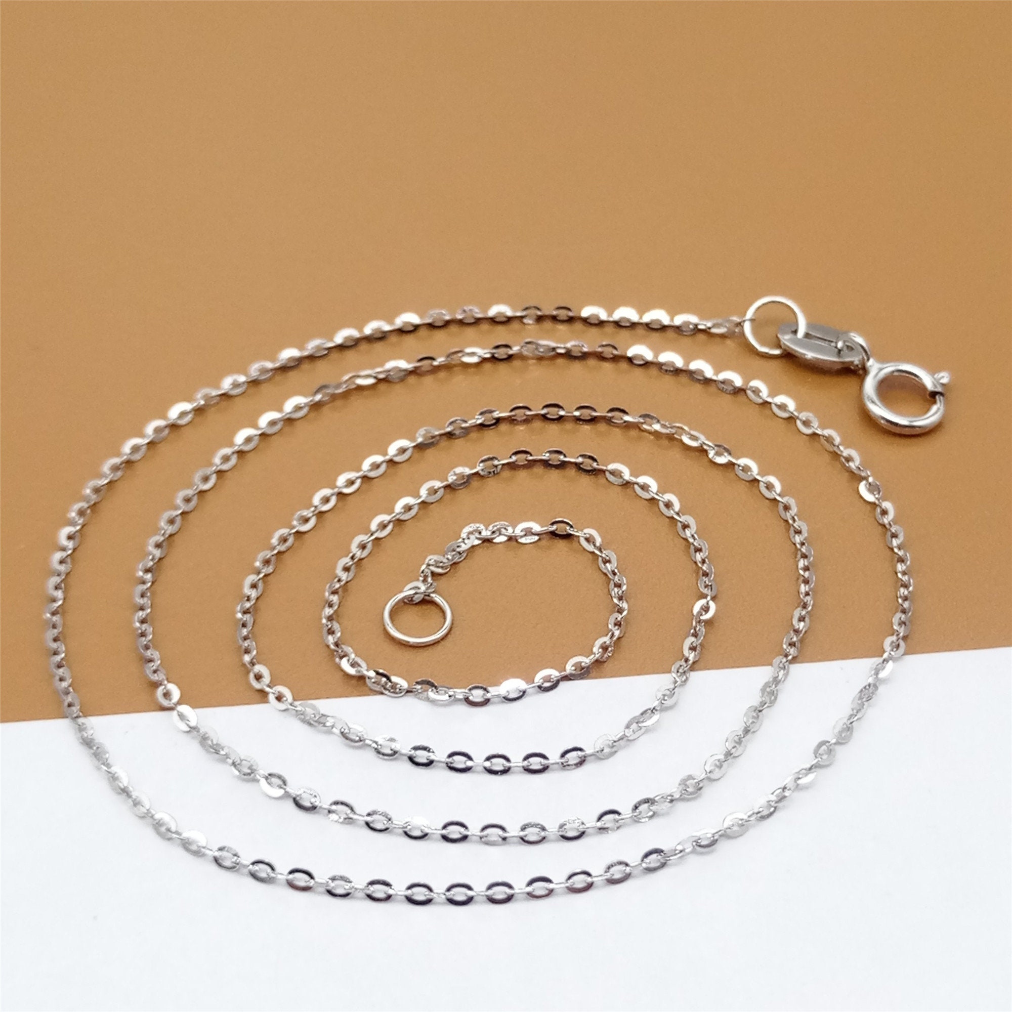 Sterling Silver Cable Chain, Satellite Chain, Snake Chain W/ Rhodium ...