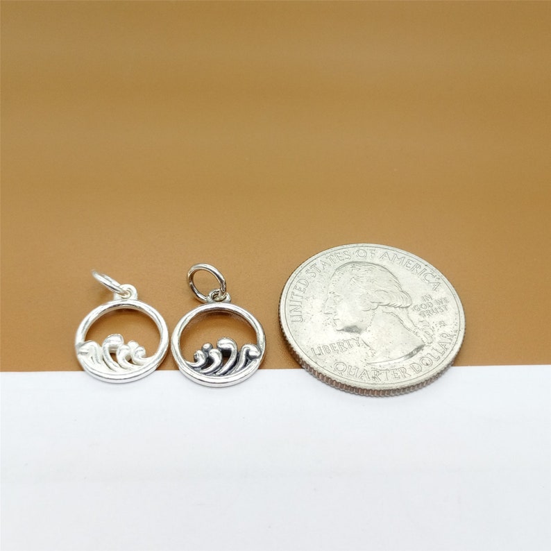 5 Sterling Silver Wave Charms 925 Silver Ocean Wave Charms - Etsy