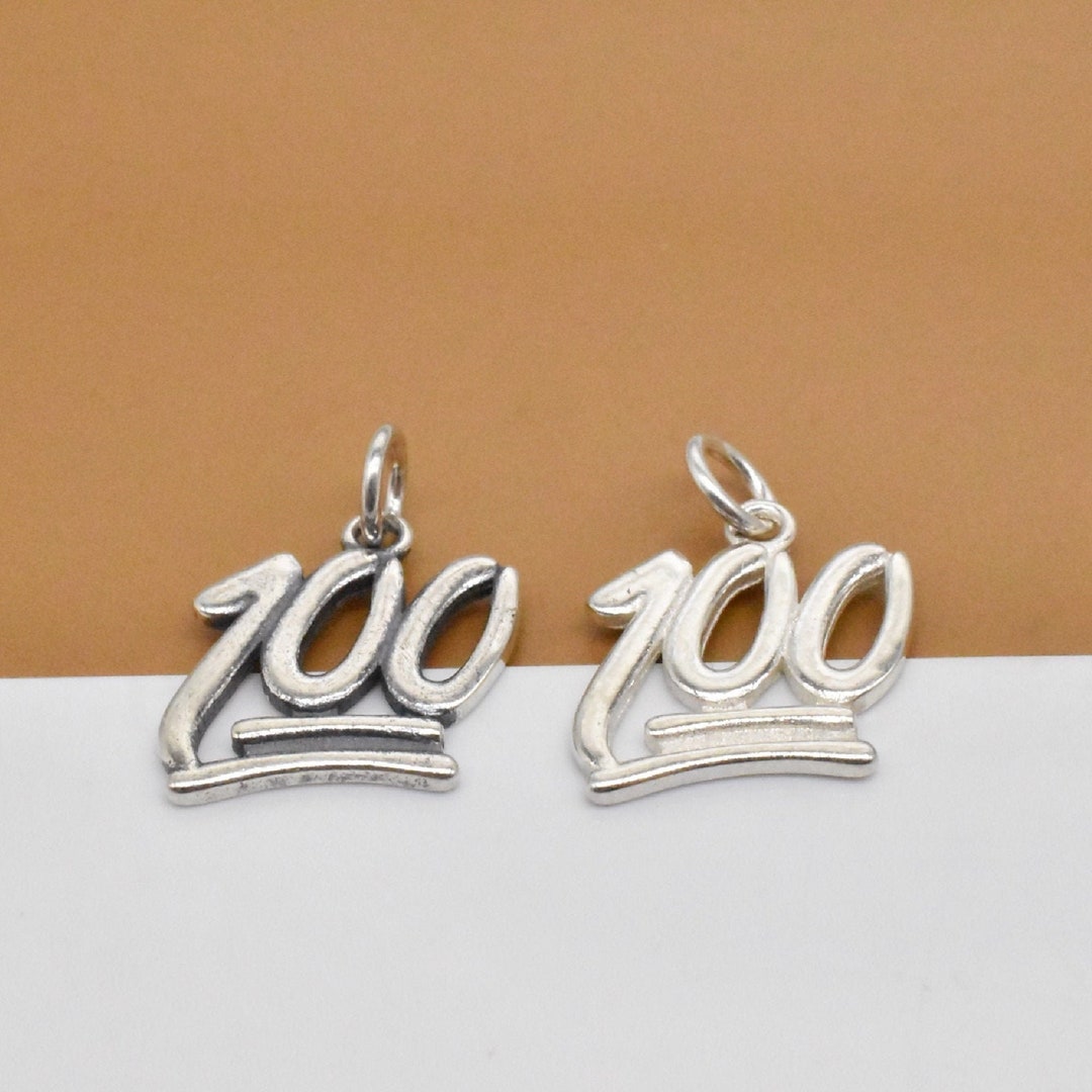 4 Sterling Silver One Hundred Charms, 925 Silver Number 100 Charm ...