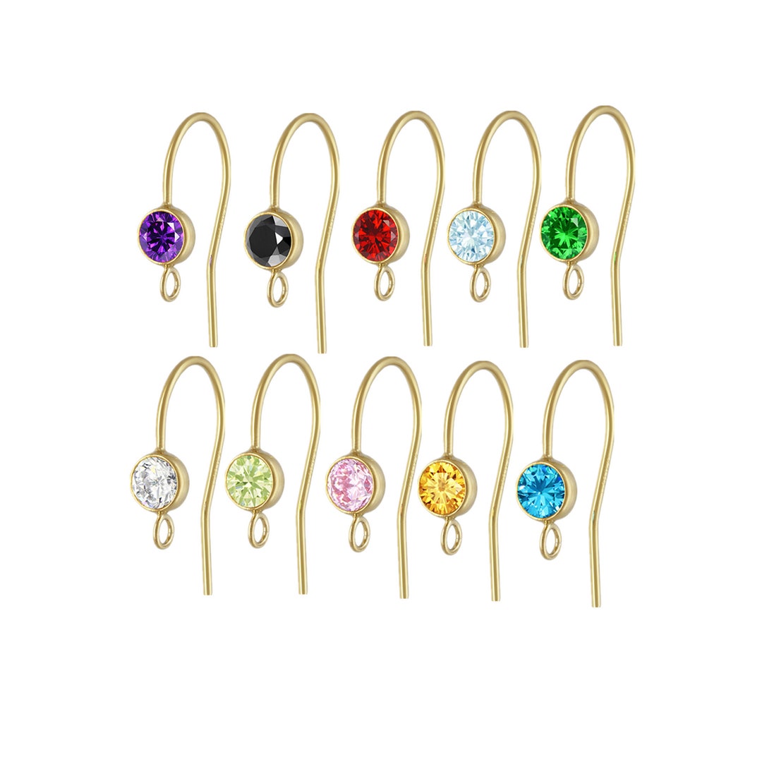 14K Gold Filled 3A CZ Ear Wires W/ Open Jump Ring, Gold Filled Crystal ...