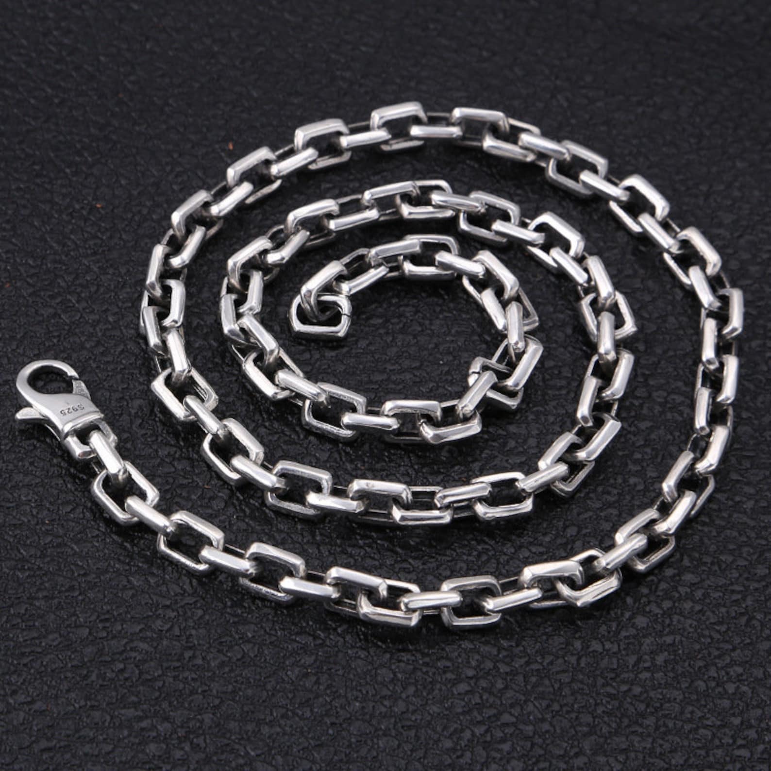 Sterling Silver Heavy Square Rolo Chain Chunky 925 Silver - Etsy