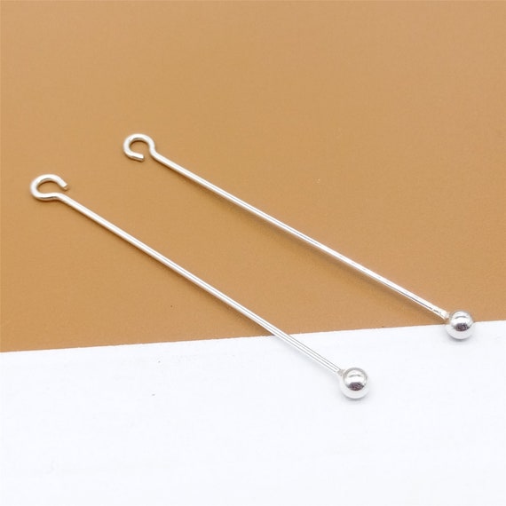 10 Sterling Silver Long Stick Charms W/ Open Ring and Bead | Etsy