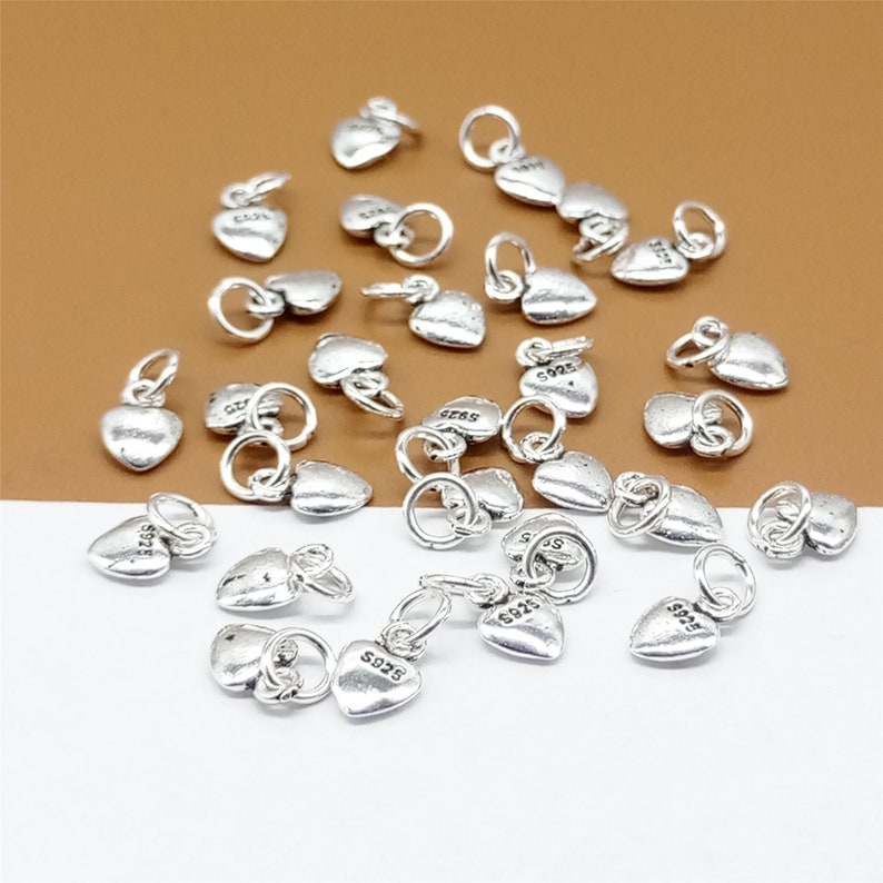 20 Sterling Silver Tiny Love Heart Charms 925 Silver Heart | Etsy